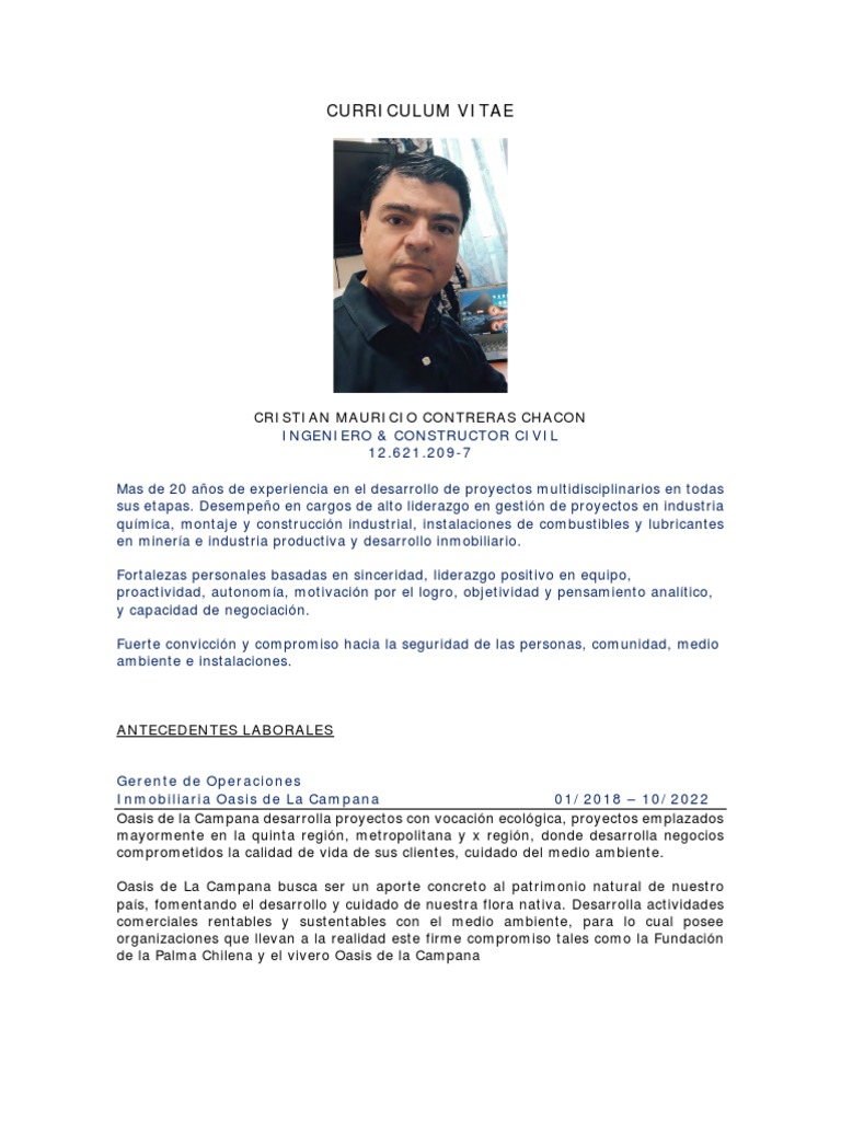 CV Cristian Contreras CH | PDF | Minería | Chile