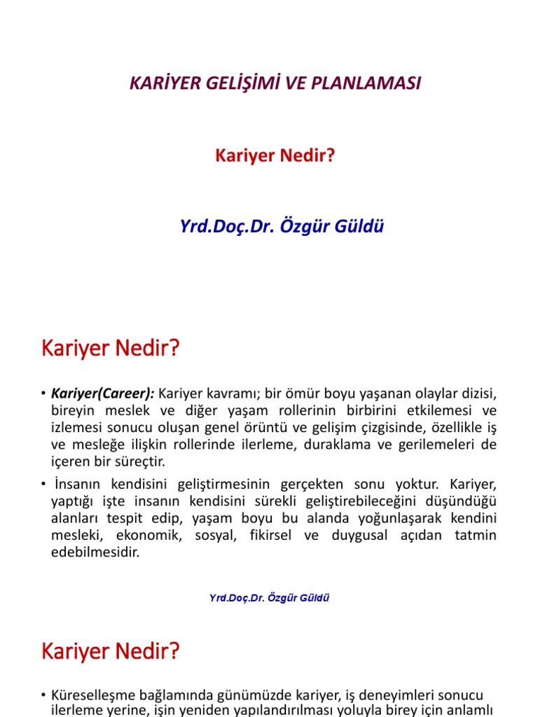 Kariyer Planlama Ders Notu PDF | PDF