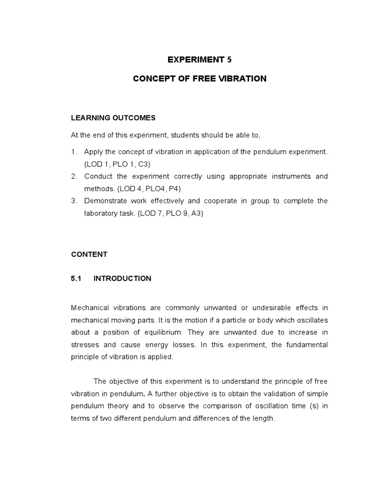 Exp 5 | PDF | Pendulum | Oscillation