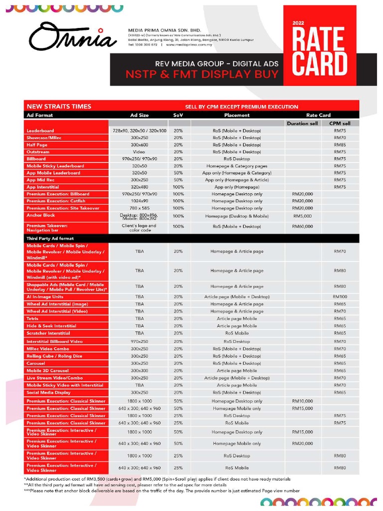 Digital Rate Card - Media Prima NST | PDF