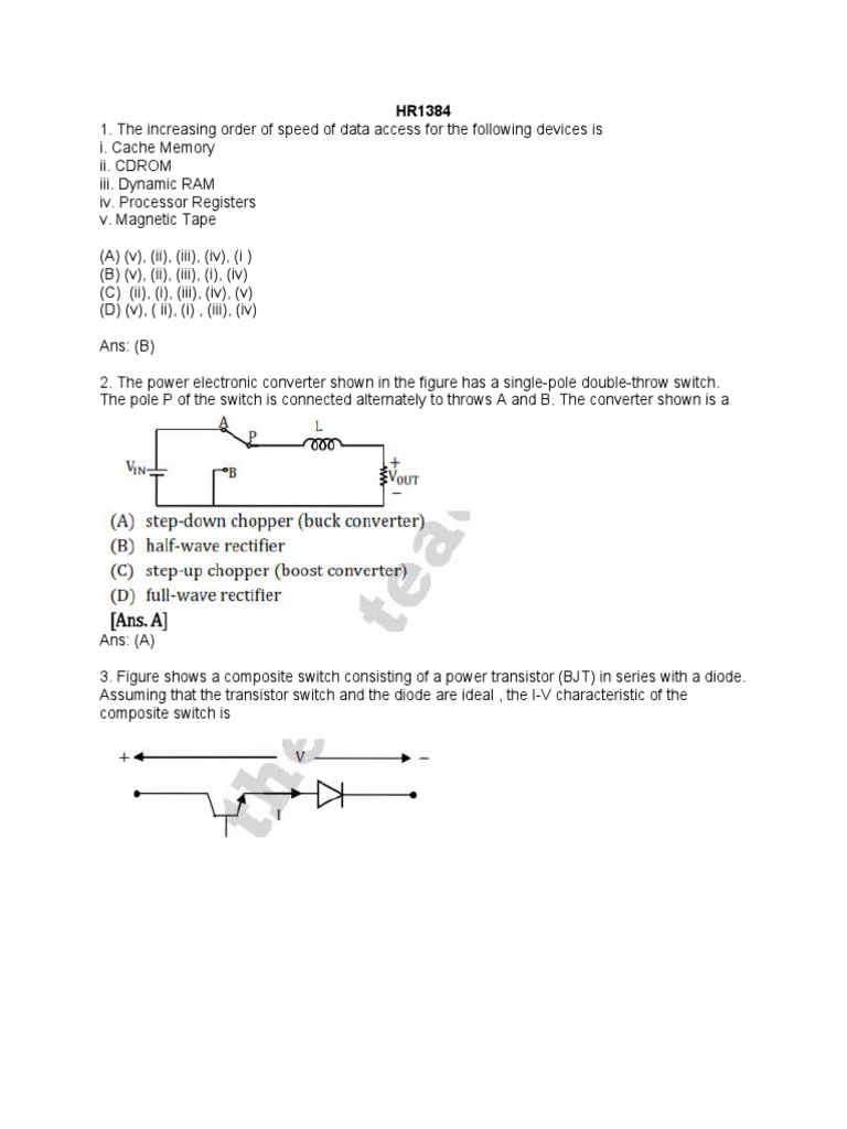 Some Mcqs of HR1384 - Asst. Engineer Power Karachi Center | PDF