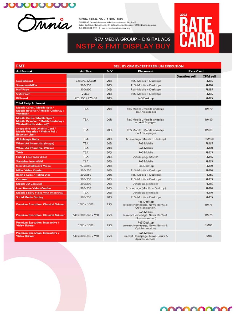 Digital Rate Card - Media Prima FMT | PDF