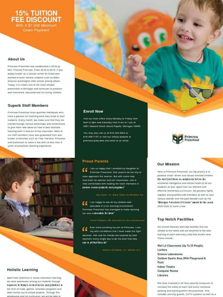 Primrose Preschool Enrollment Information | PDF | Preschool | Schools