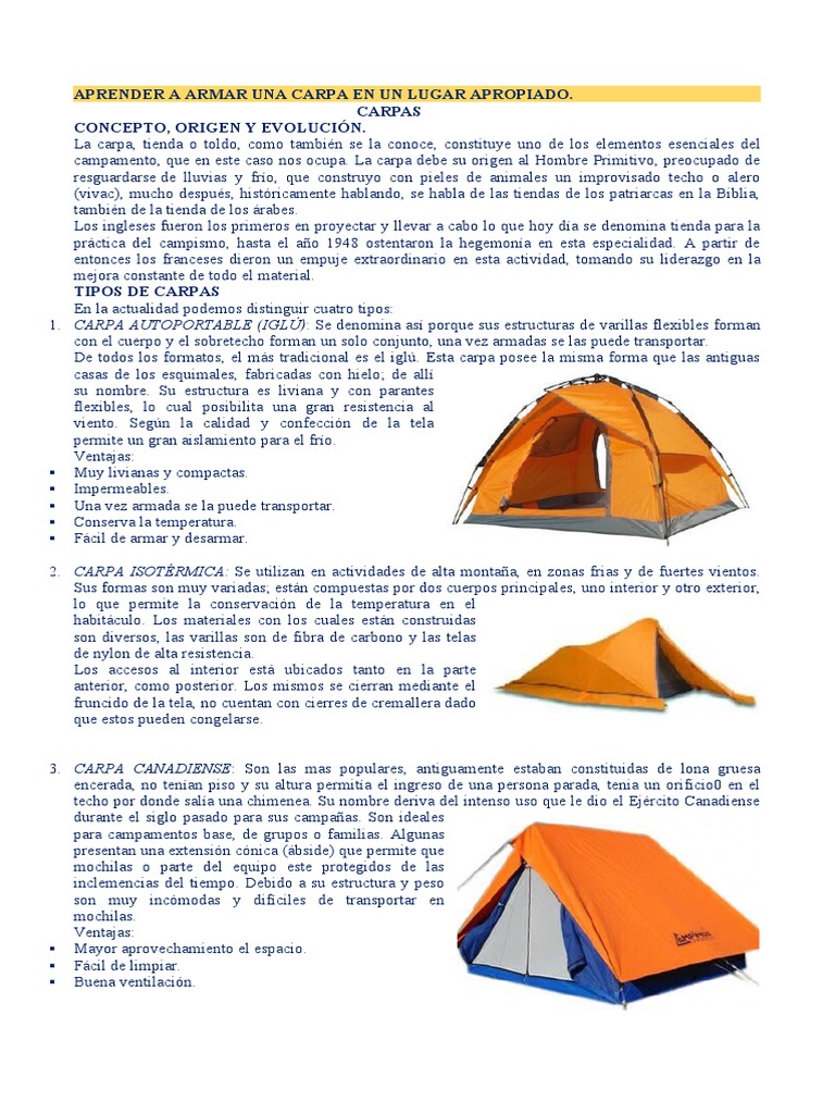 3.aprender A Armar Una Carpa en Un Lugar Apropiado | PDF | Tienda