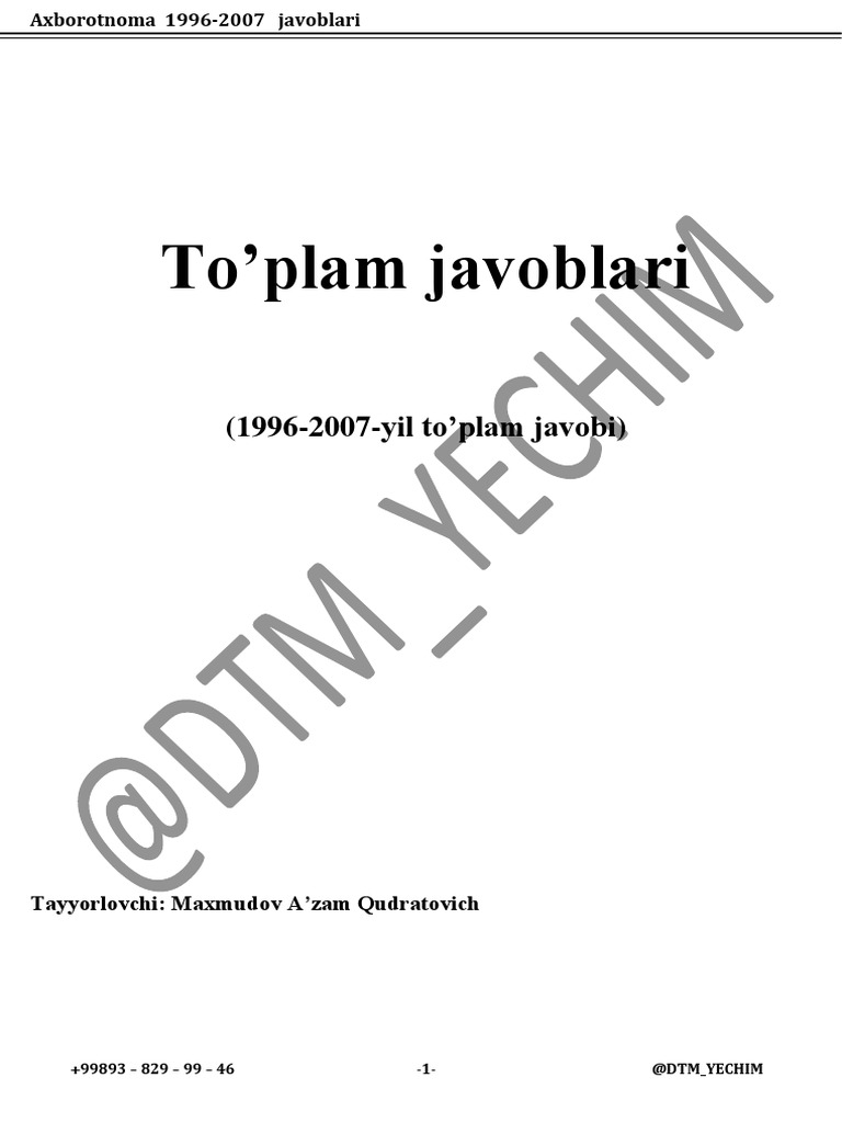 Javoblar | PDF