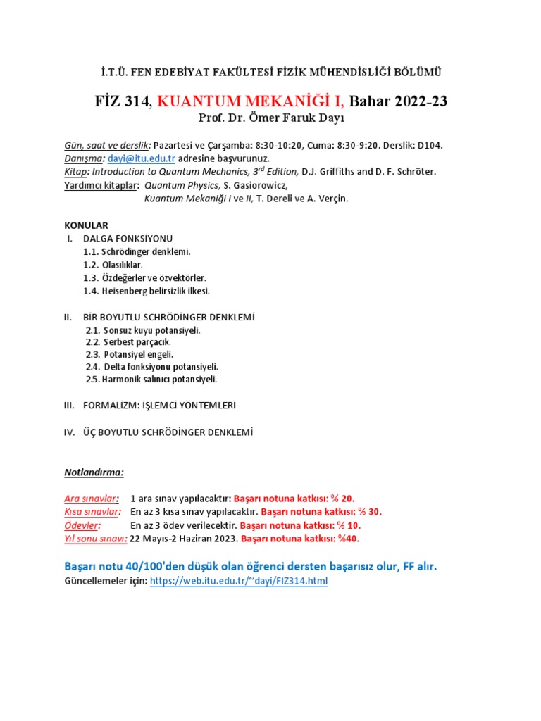 FIZ314-Kuantum I-23B-2 | PDF