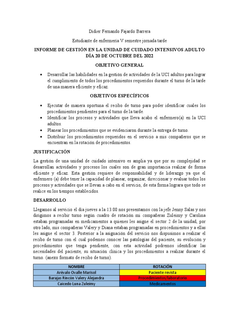 Informe Gestiion UCI | PDF | Unidad de Cuidados Intensivos | Ciencias de la Salud