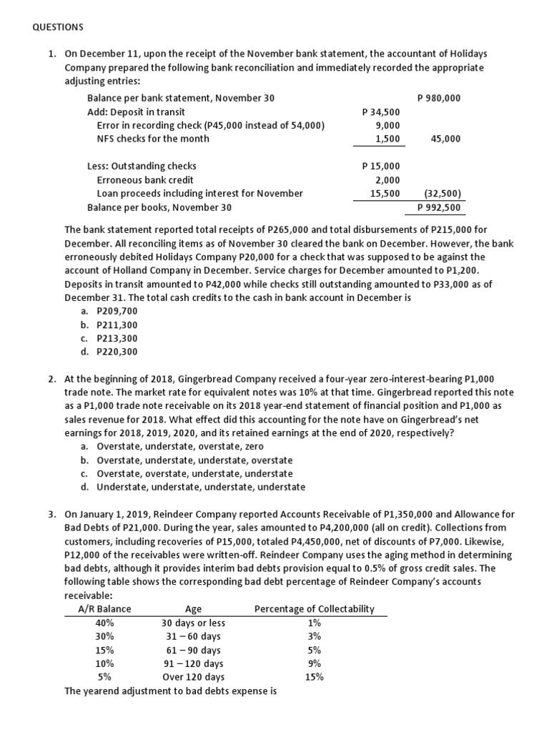 FAR Practice Problems | Download Free PDF | Bookkeeping | Financial ...