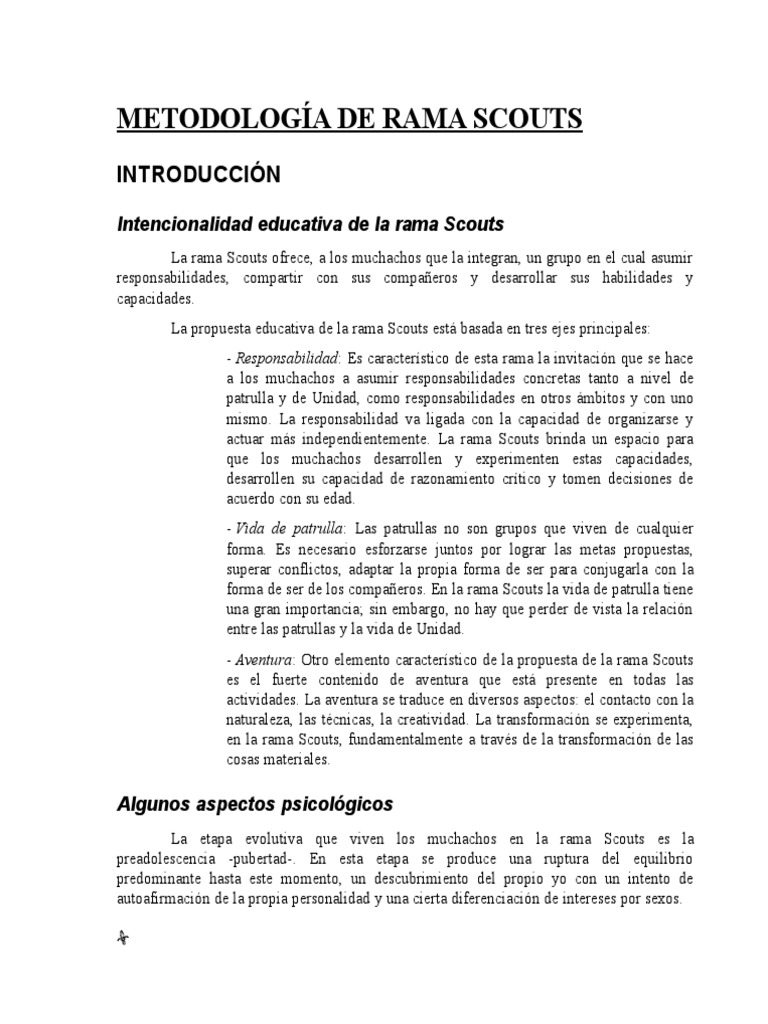 Metodología de La Rama Scout | PDF | Exploración | Conceptos psicologicos