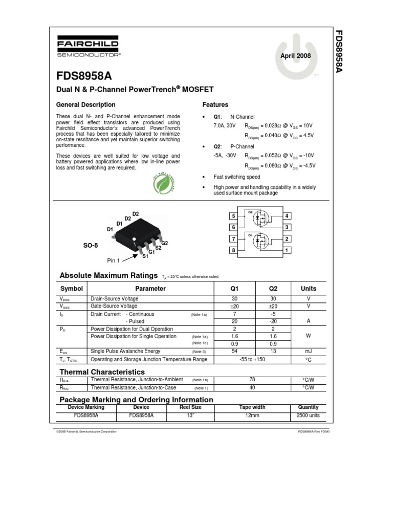 FDS8958A | Field Effect Transistor | Diode