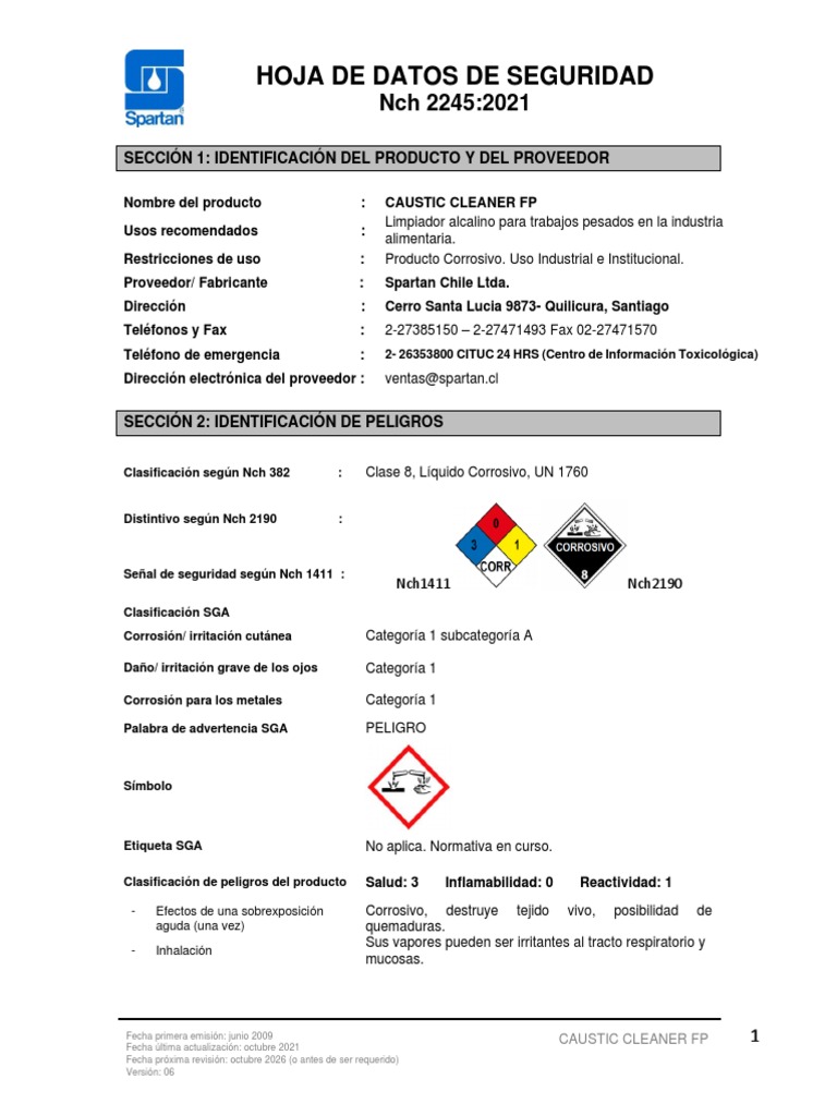 HDS Caustic Cleaner FP V07 | PDF | Agua | Quemar