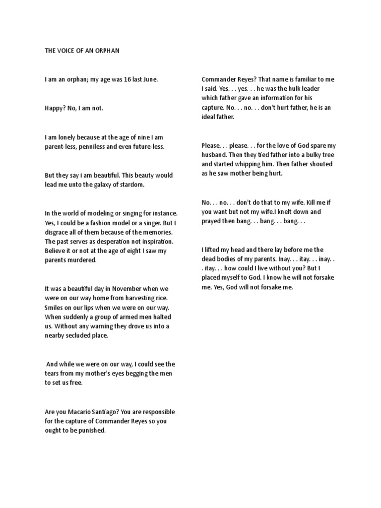 The Voice of An Orphan | PDF