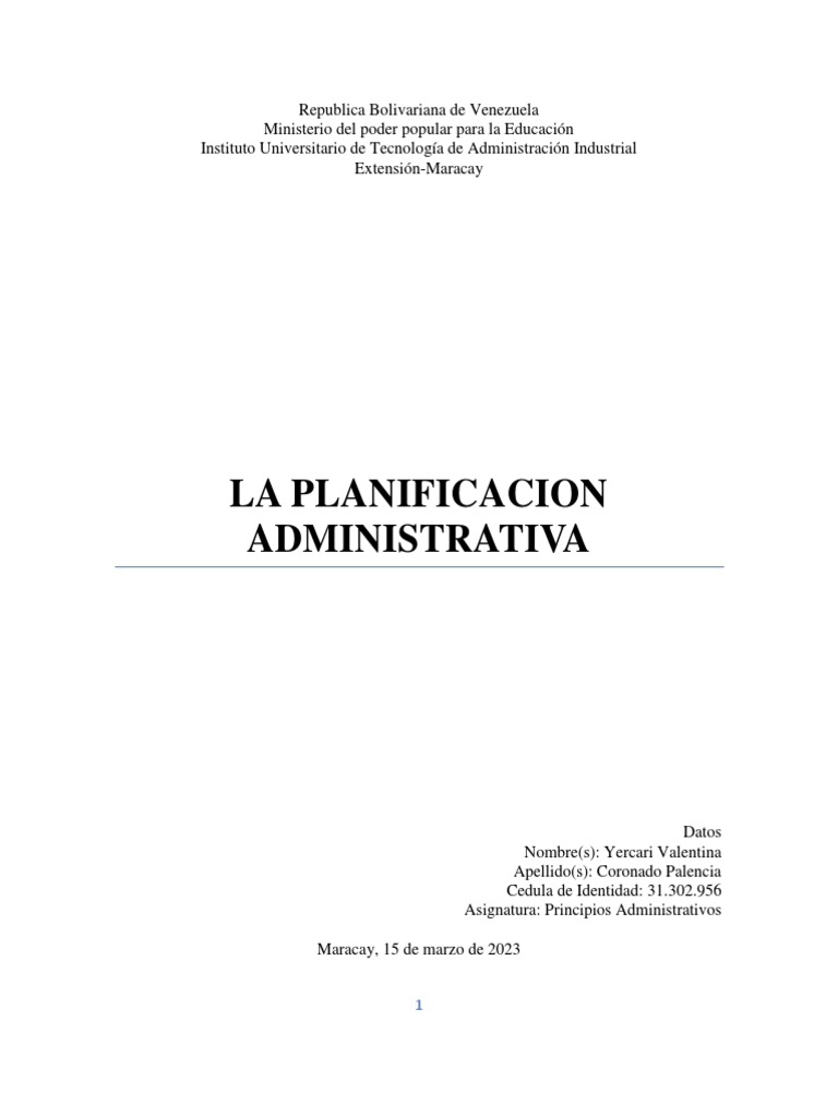 La Planificacion Administrativa | PDF | Planificación | Análisis FODA