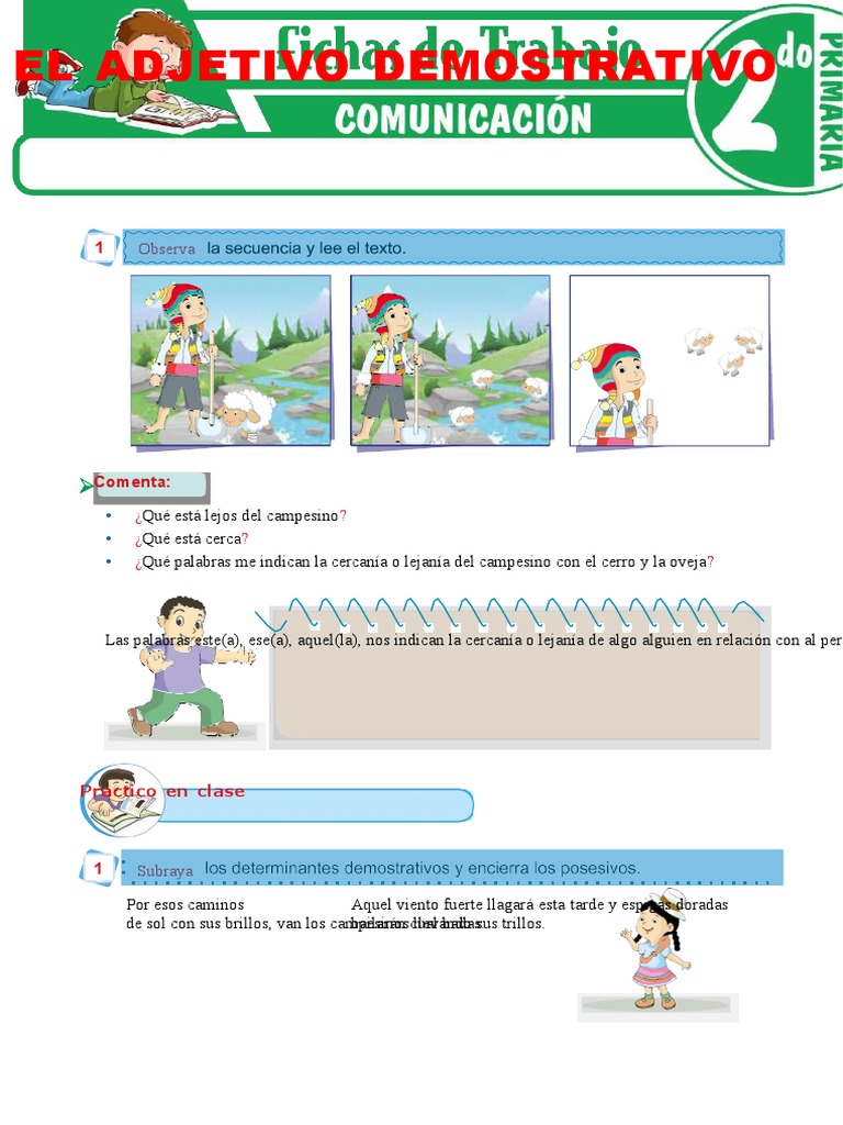 El Adjetivo Demostrativo para Segundo Grado de Primaria | PDF