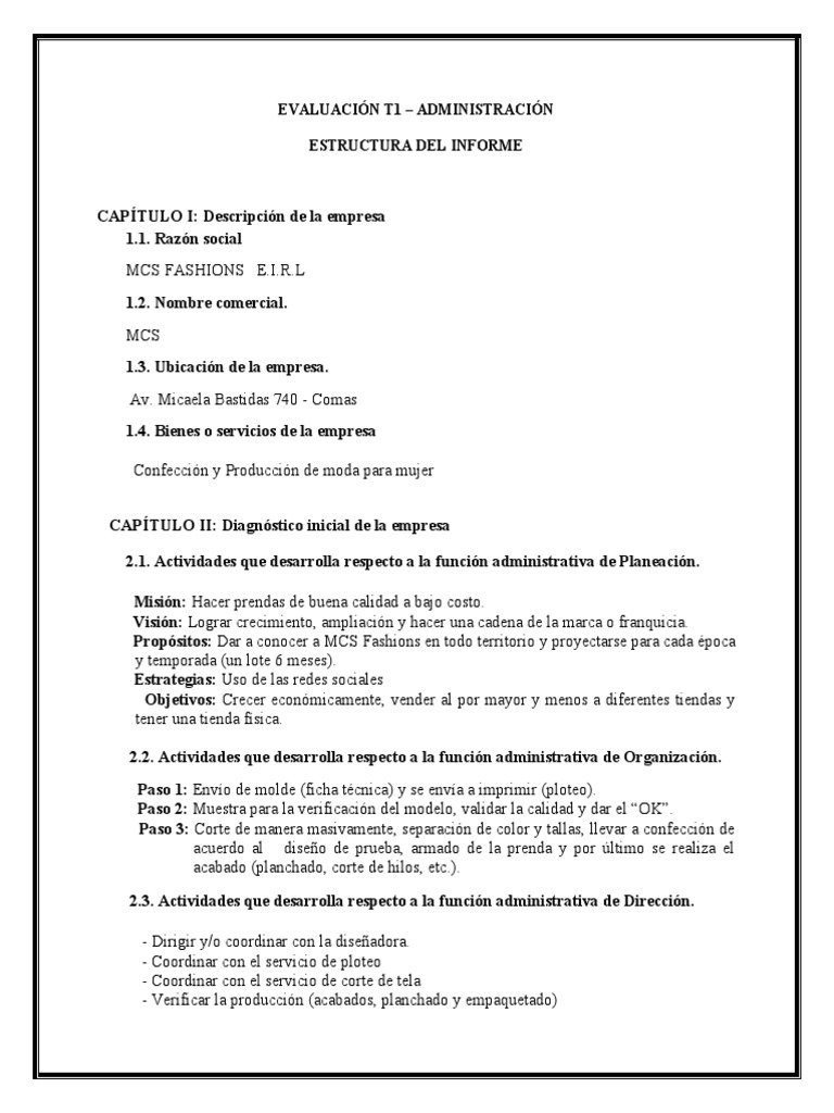 Estructura de informe T1 (1) | PDF