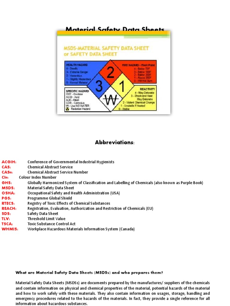 MSDS | PDF | Workplace | Environmental Science