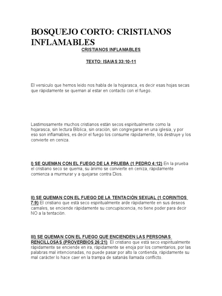 Bosquejo Corto: Cristianos Inflamables | PDF | Religión y espiritualidad