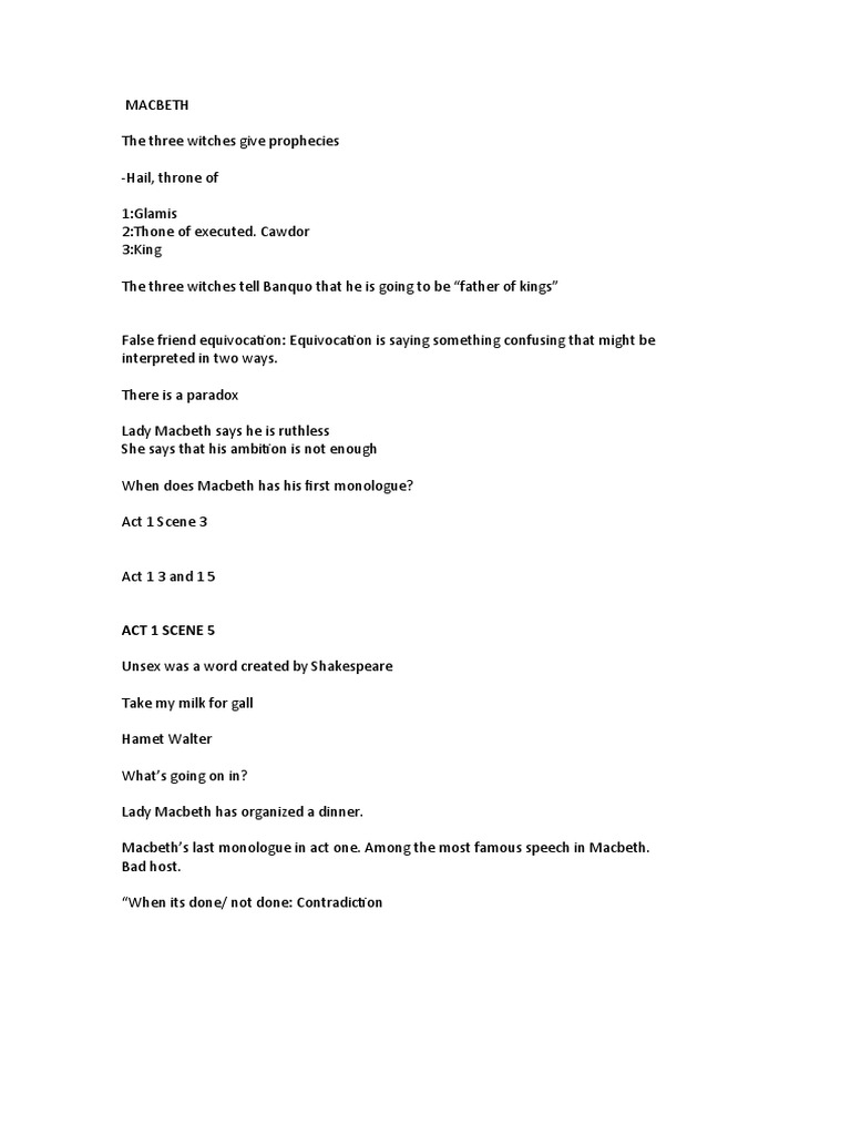 Lady Macbeth's Soliloquy in Act 1.5 | PDF | Poetry