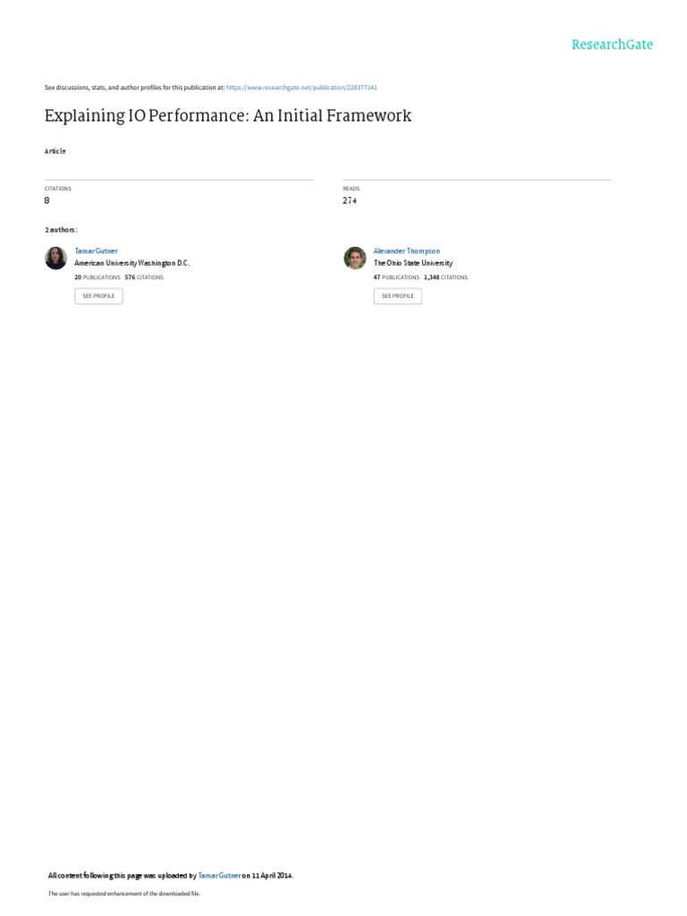 Explaining IO Performance An Initial Framework Sosial | PDF | Goal | Policy