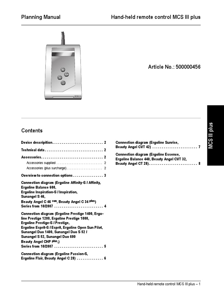 Planning Manual Hand-Held Remote Control MCS III Plus | PDF ...