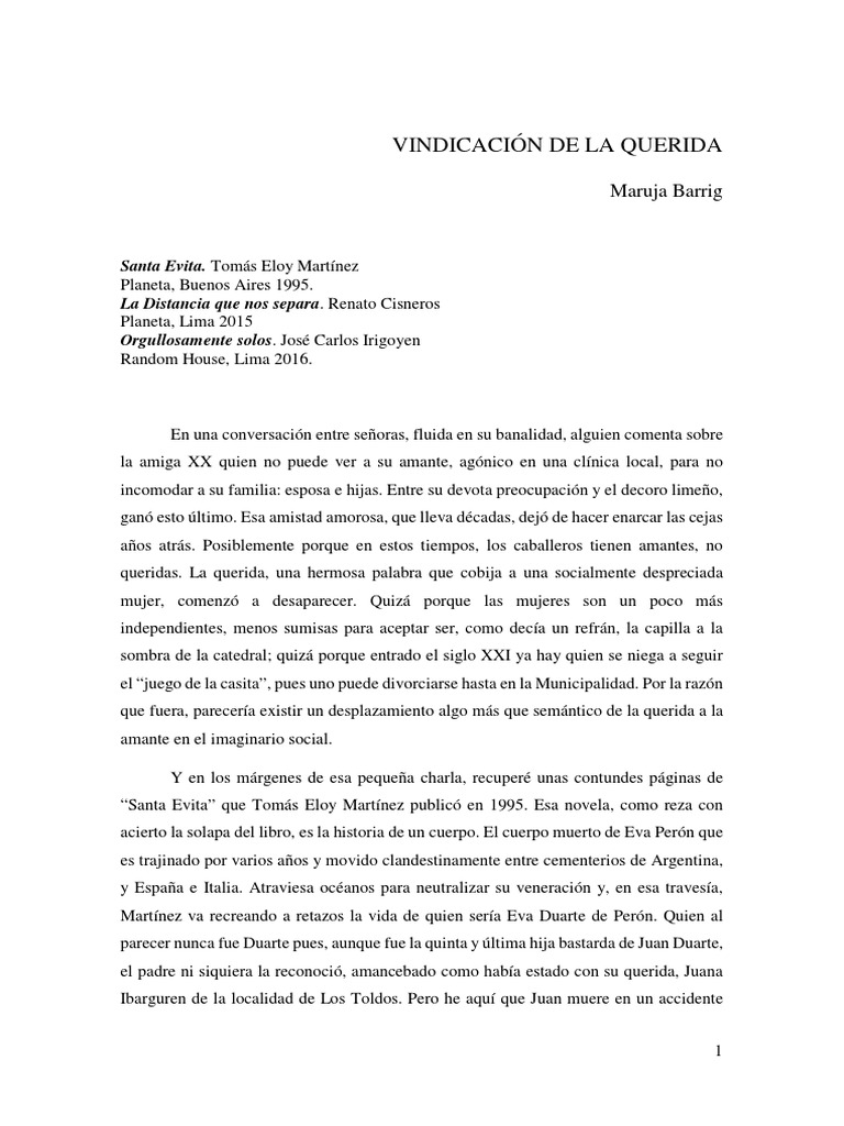 VINDICACIÓN DE LA QUERIDA | PDF | Matrimonio | Divorcio