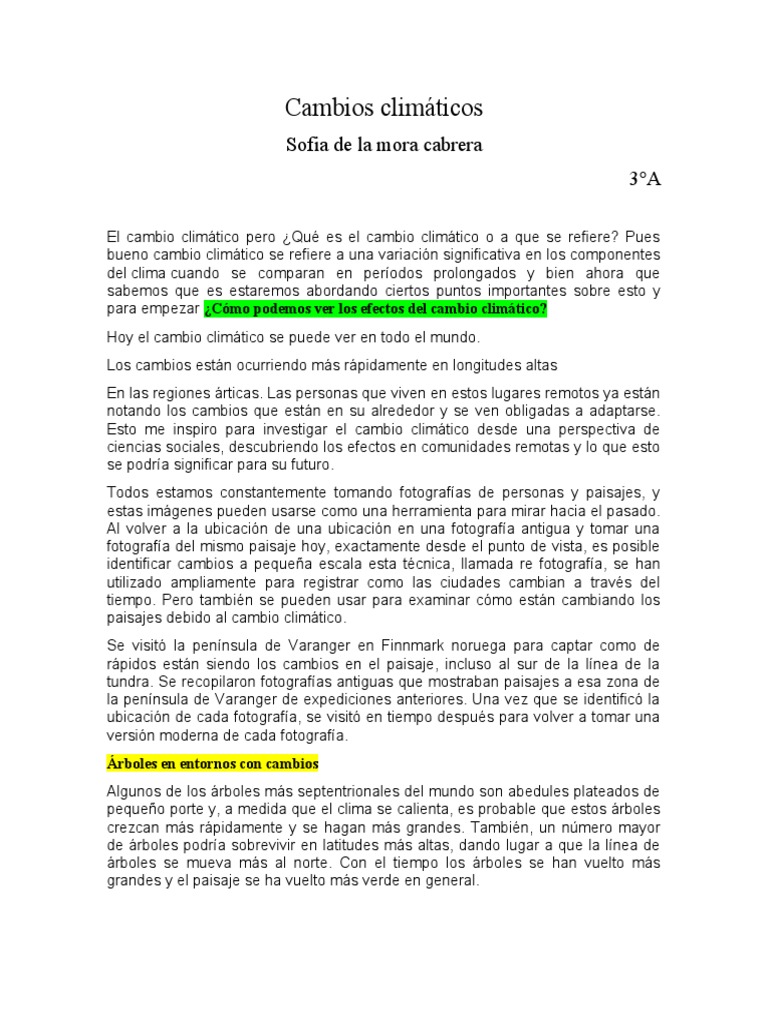 Cambios Climáticos | PDF | Arboles | Cambio climático