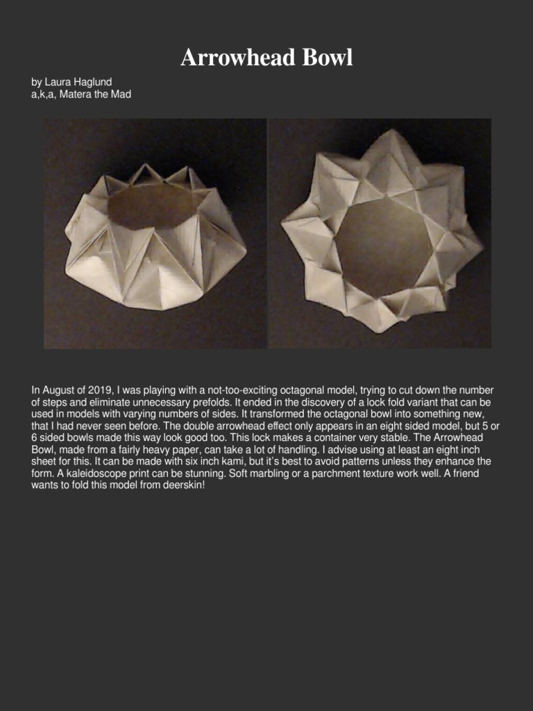 Origami Arrowhead Bowl Diagram | PDF