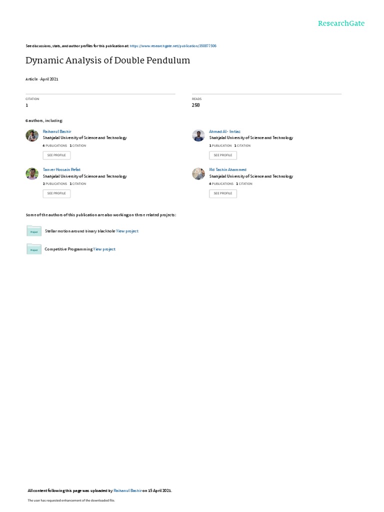 Double Pendulum Pdf Lagrangian Mechanics Hamiltonian Mechanics