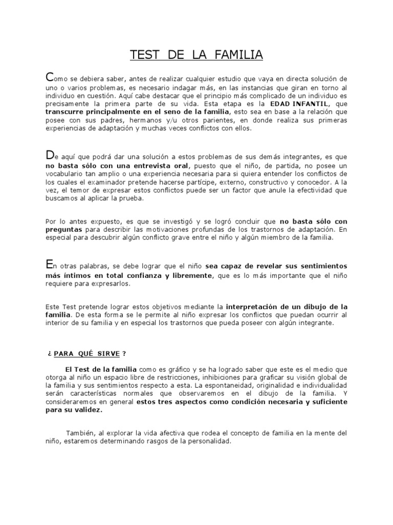 3 TEST de La Familia | PDF | Dibujo | Psicoanálisis