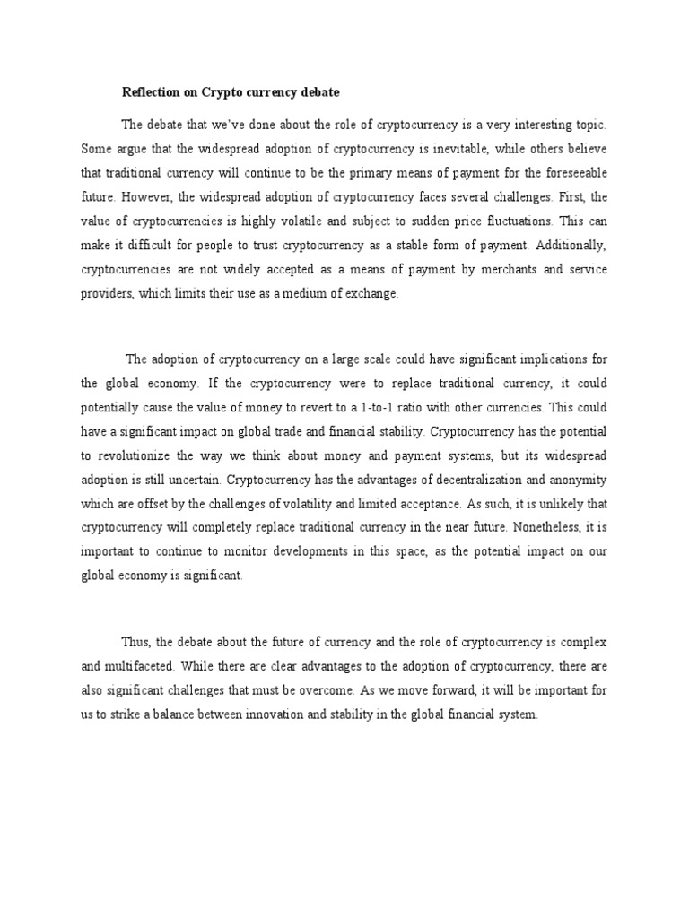 Reflection Paper Debate About The Crypto Currency | PDF