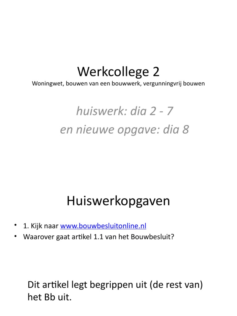 Werkcollege Omgevingsrecht 1 Week 2-Opgaven | PDF