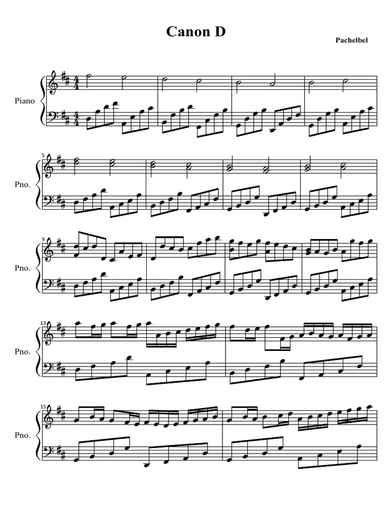Canon - Pachelbel - Piano | PDF