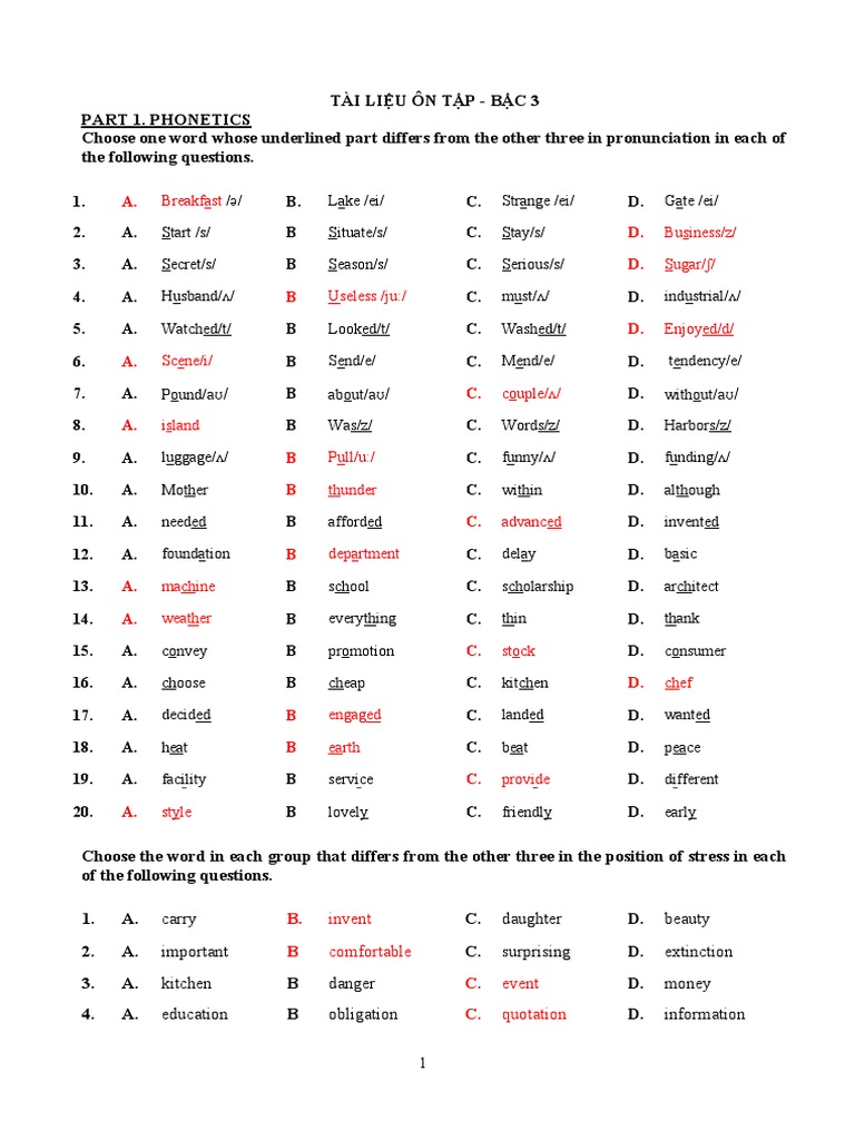 TAI LIEU ON TAP TIENG ANH 1ce54 | PDF