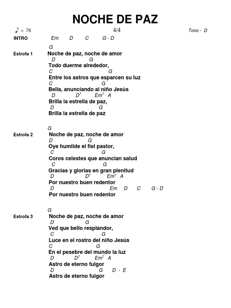 Noche de Paz - Acordes D | PDF