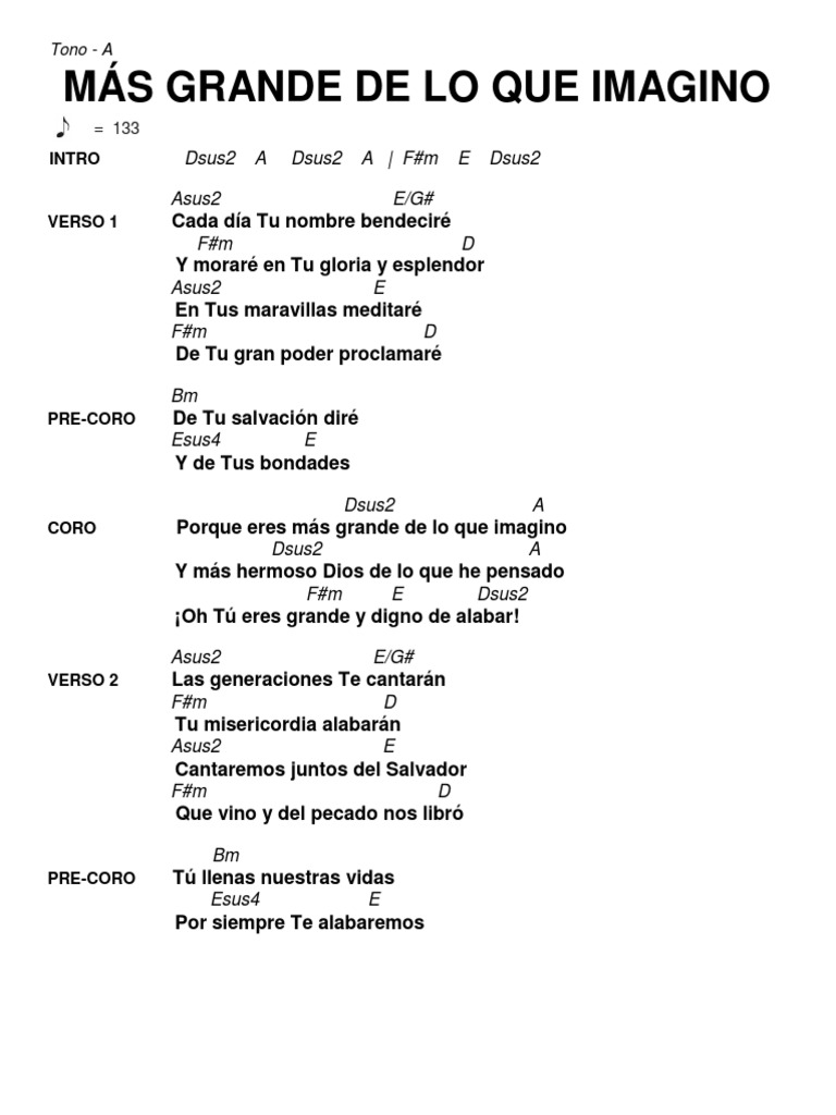 Mas Grande de Lo Que Imagino-Acordes | PDF