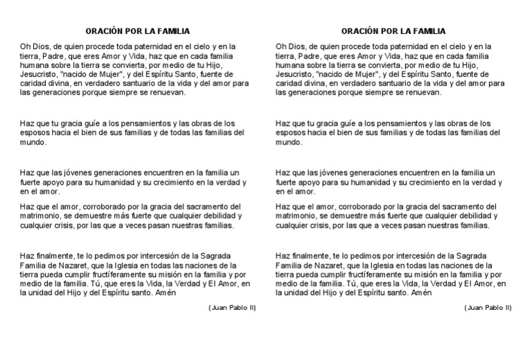 Oración Por La Familia Pdf Intercesión Espíritu Santo