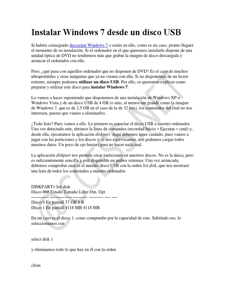 Instalar Windows 7 Desde USB | PDF Instalar Windows 7 Desde USB | PDF