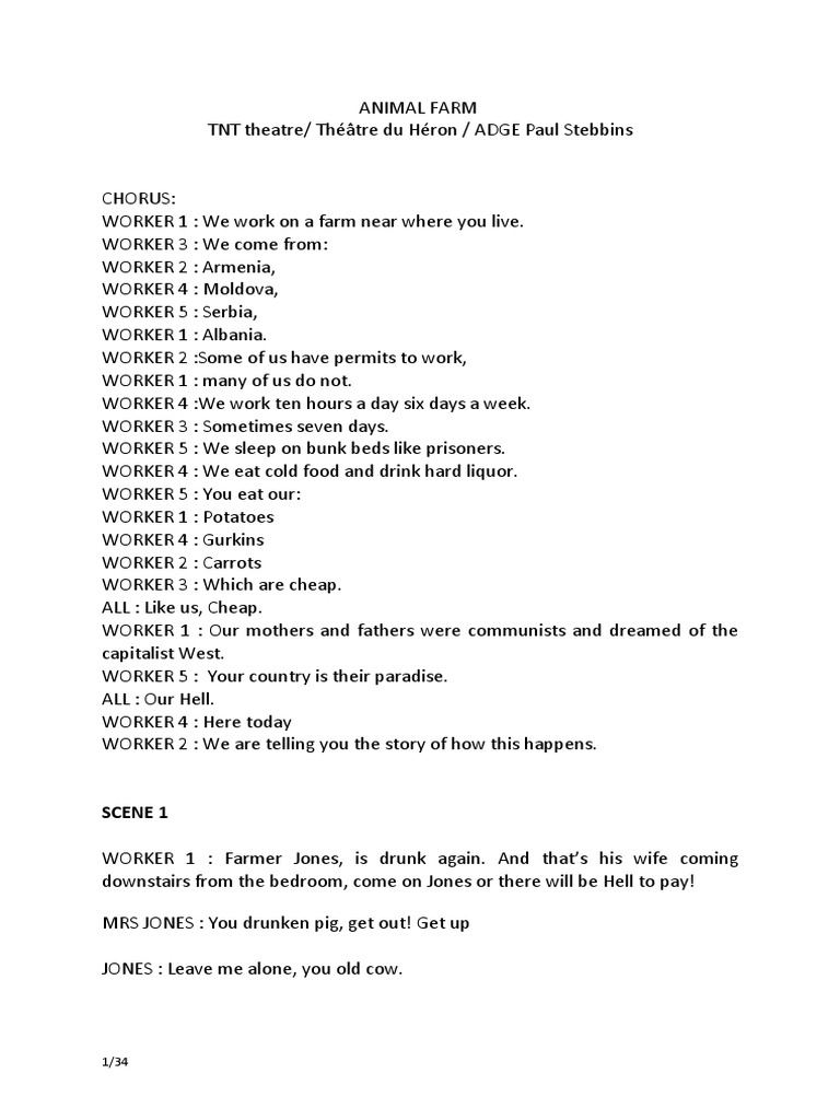 Animal Farm Script | PDF | Chicken | Domesticated Animals