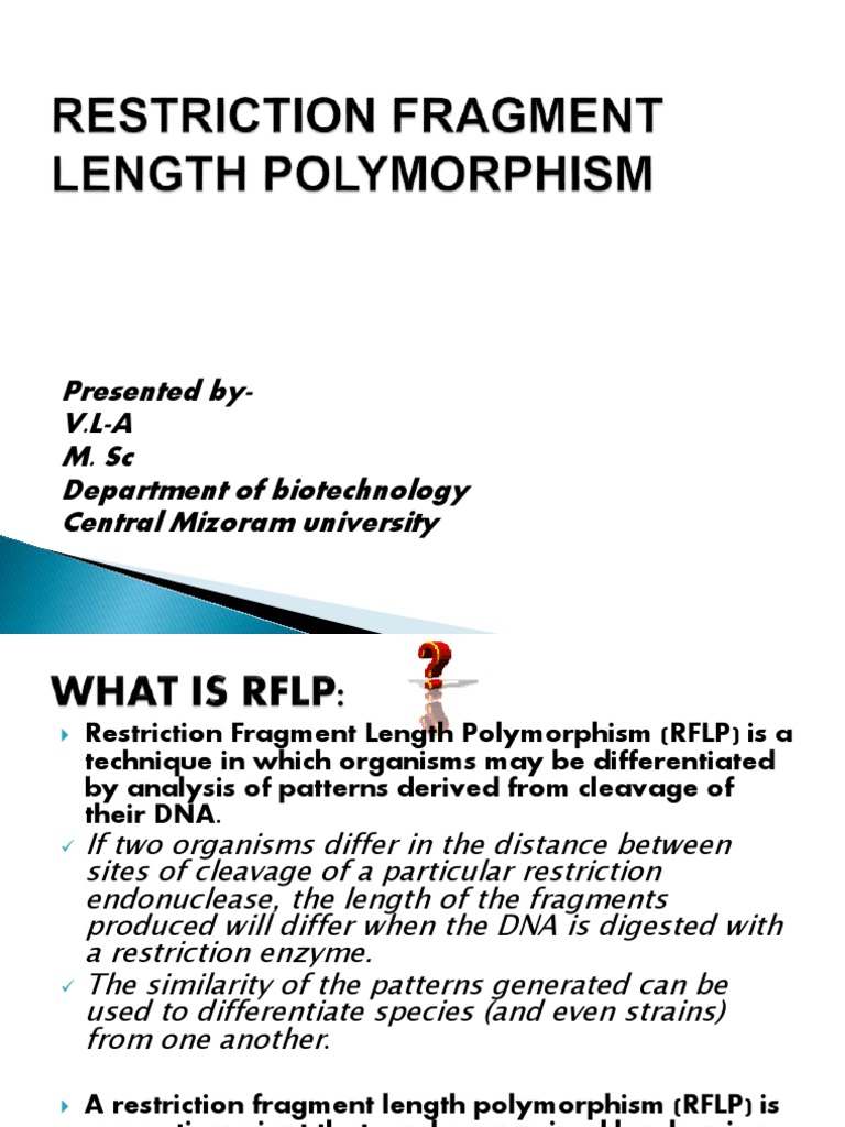 Restriction Fragment Length Polymorphism (RFLP) Analysis: A Technique ...
