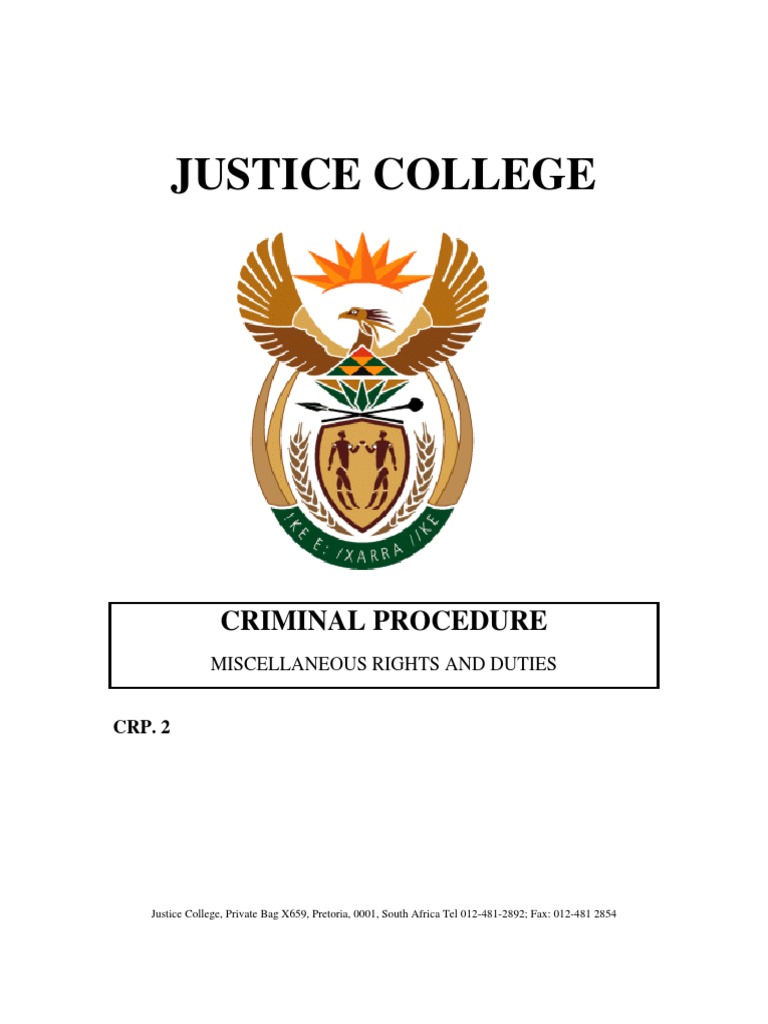 CRP 2 - Miscellaneous Rights and Duties | PDF | Criminal Procedure In South Africa | Witness