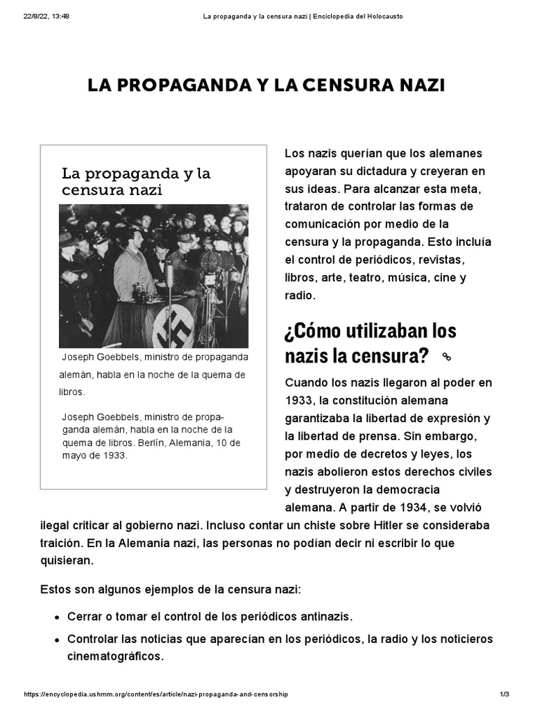 El uso coordinado de la propaganda y la censura por parte de los nazis ...