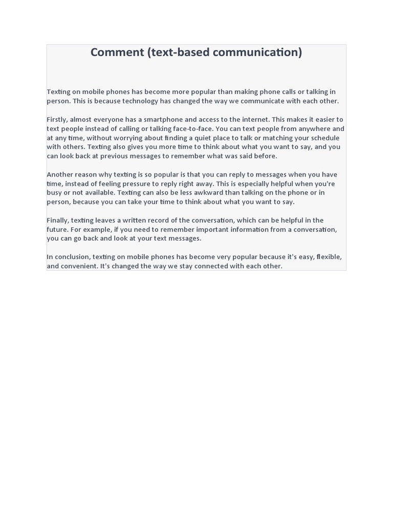Comment (Text-Based Communication | PDF