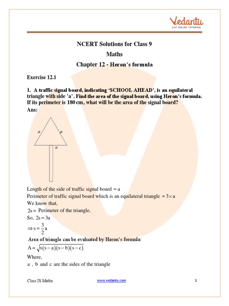 Heron's Formula Solutions | PDF | Area | Triangle