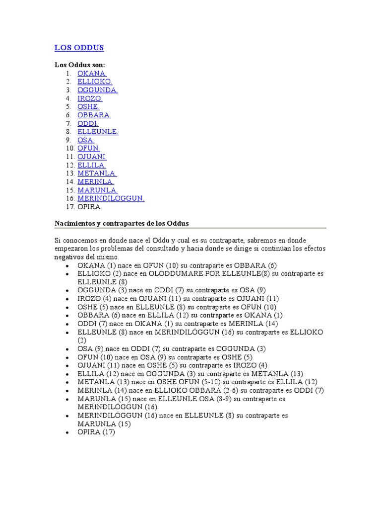 Los Oddus y sus Contrapartes | PDF