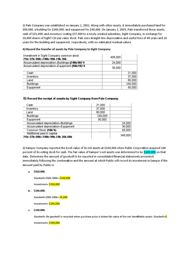ACT 421 Ch. 1 | PDF | Goodwill (Accounting) | Book Value