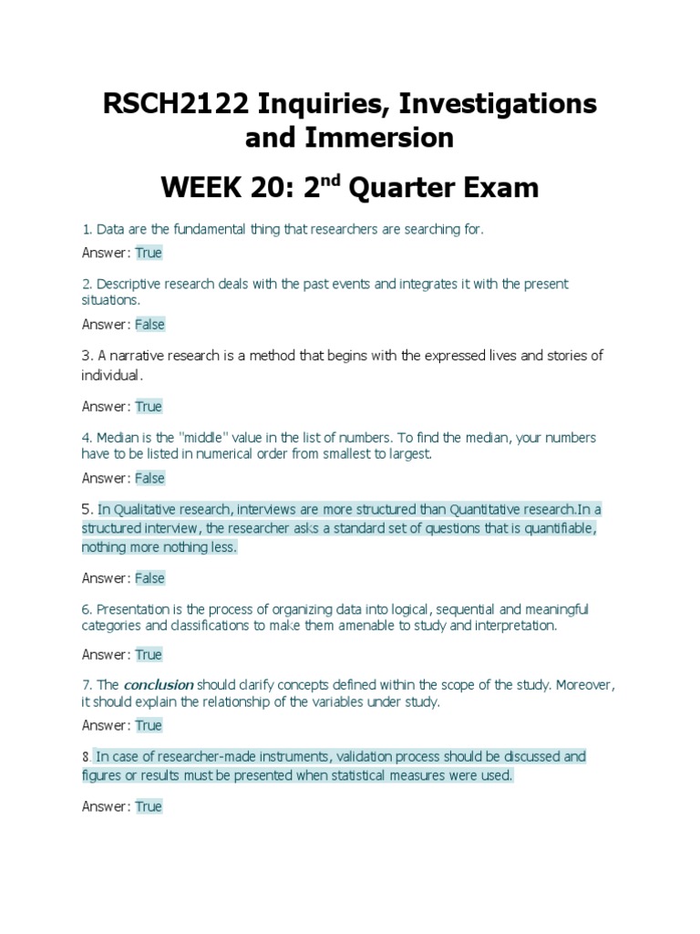 RSCH2122 Inquiries, Investigations and Immersion WEEK 20 2nd Quarter ...