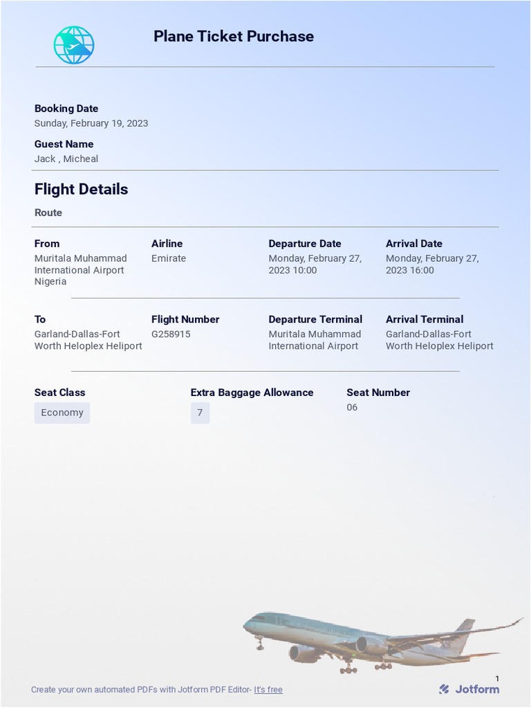 Plane Ticket Purchase: Booking Date | PDF