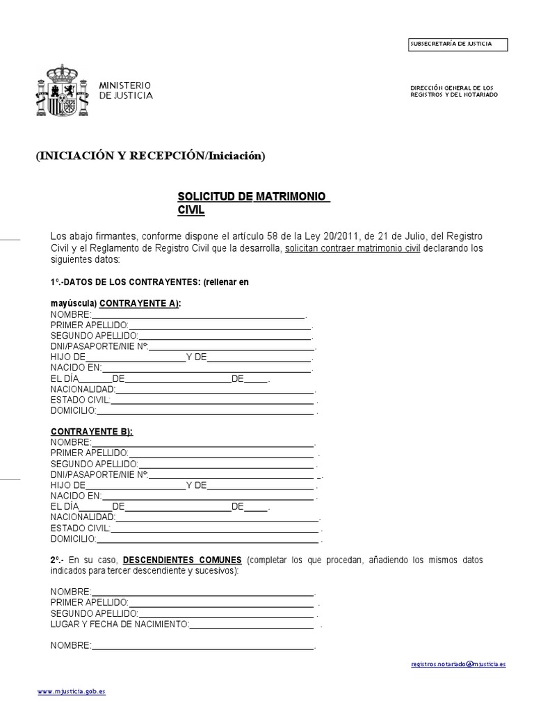 Solicitud de Matrimonio | PDF