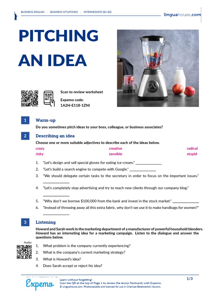 Pitching An Idea American English Student | PDF | Communication
