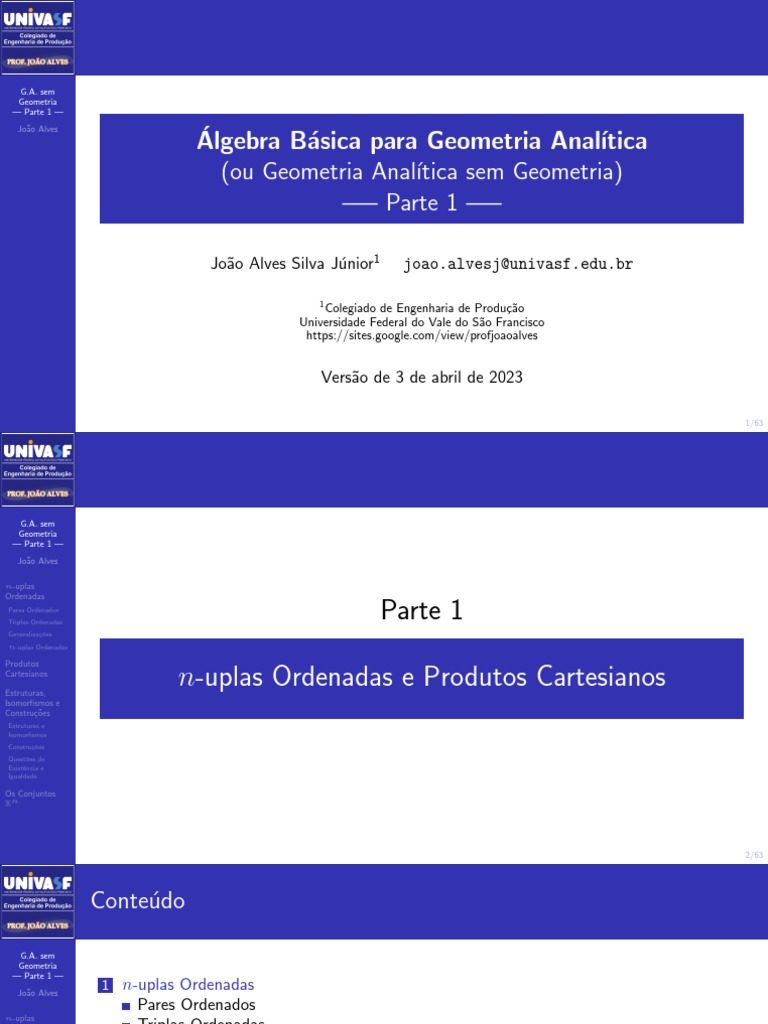 Algebra B Asica para Geometria Anal Itica (Ou Geometria Anal Itica Sem ...